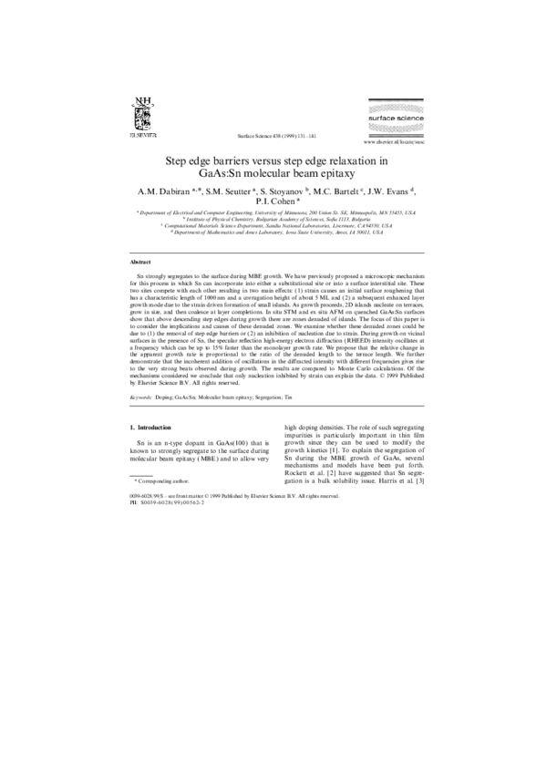 (PDF) Step edge barriers versus step edge relaxation in GaAs:Sn ...