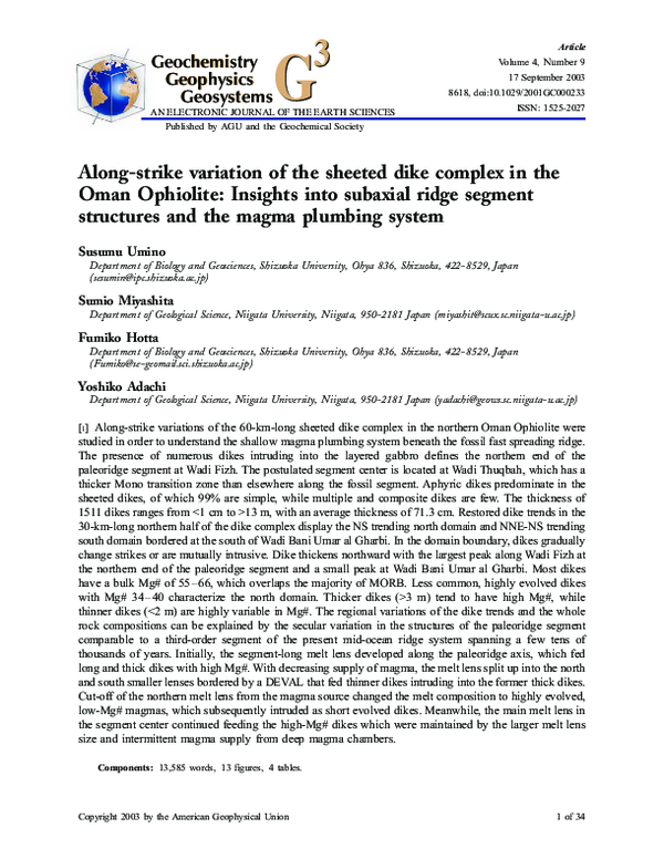 (PDF) Along-strike variation of the sheeted dike complex in the Oman ...