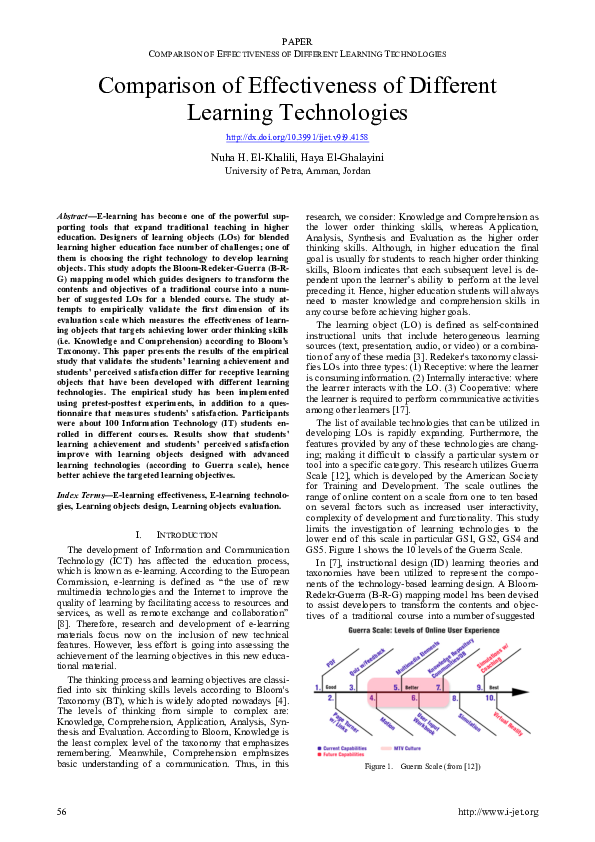 Pdf Comparison Of Effectiveness Of Different Learning Technologies