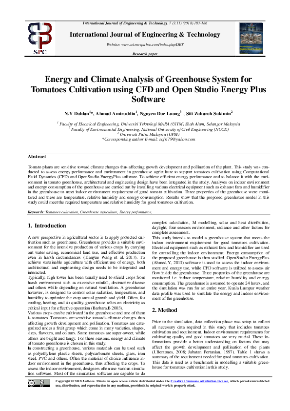 (PDF) Energy and Climate Analysis of Greenhouse System for Tomatoes ...