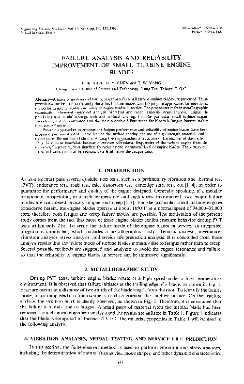 (PDF) Failure analysis and reliability improvement of small turbine engine blades
