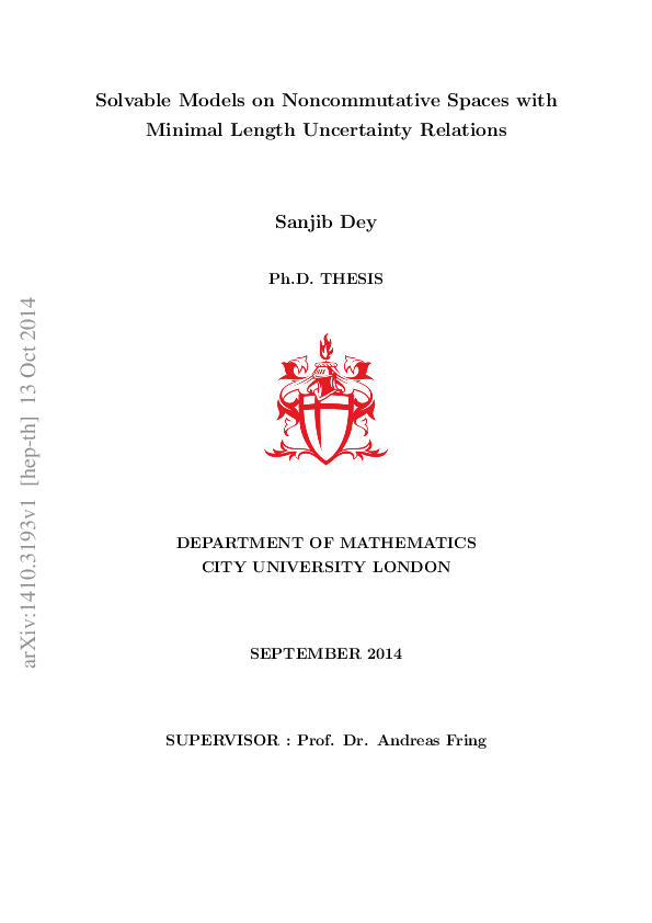 (PDF) Solvable Models on Noncommutative Spaces with Minimal Length ...