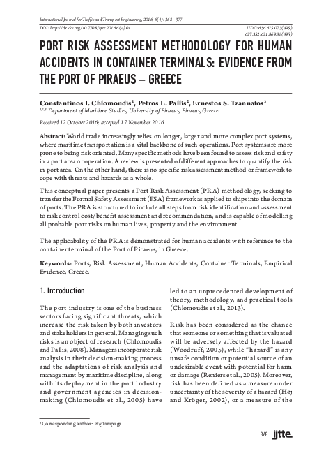 (PDF) Port Risk Assessment Methodology for Human Accidents in Container ...