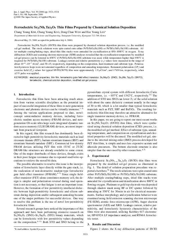 (PDF) Ferroelectric Sr 2 (Nb, Ta) 2 O 7 Thin Films Prepared by Chemical ...