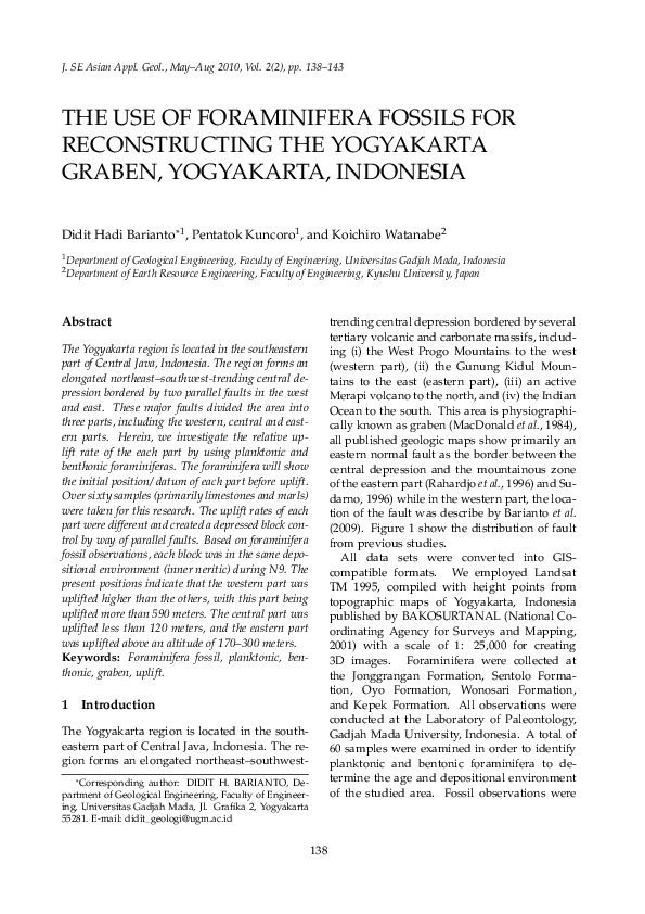 (PDF) The Use of Foraminifera Fossils for Reconstructing the Yogyakarta ...