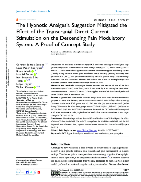 (PDF) The Hypnotic Analgesia Suggestion Mitigated the Effect of the ...