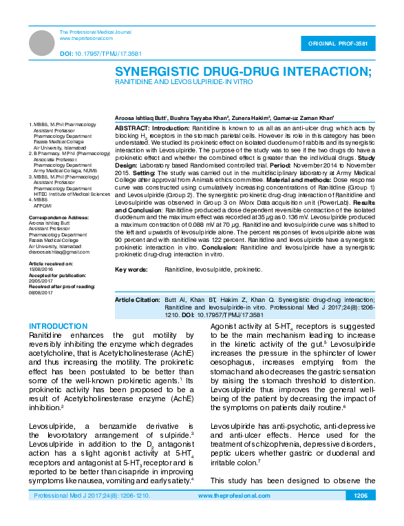 (PDF) Synergistic Drug-Drug Interaction