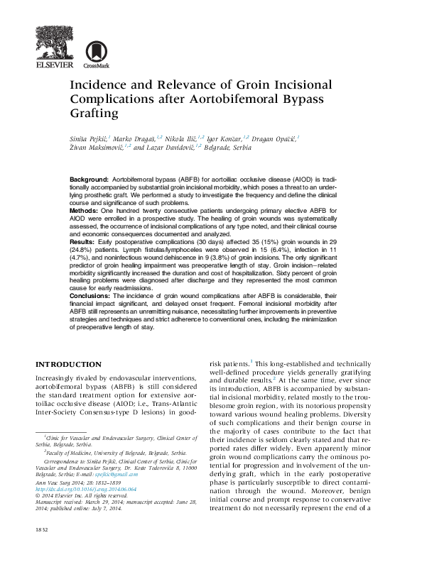 (PDF) Incidence and Relevance of Groin Incisional Complications after ...