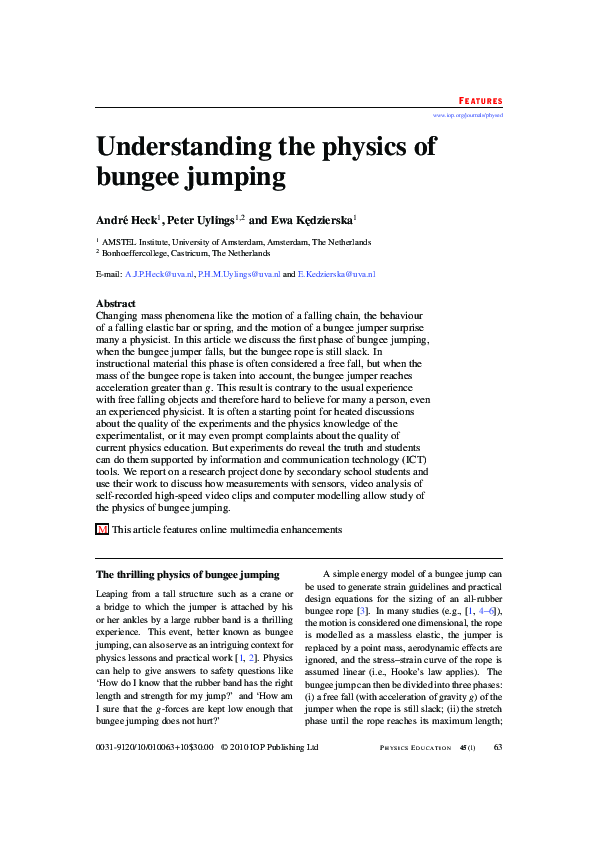 (PDF) Understanding the physics of bungee jumping