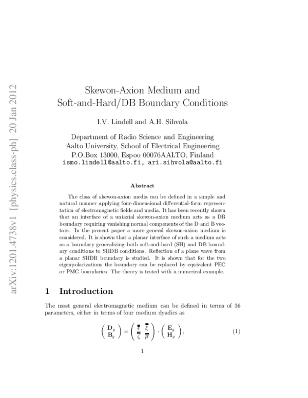 (PDF) Skewon-Axion Medium and Soft-and-Hard/DB Boundary Condition