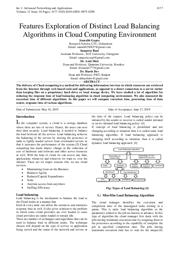 (PDF) Comparative Study of Load Balancing Algorithms