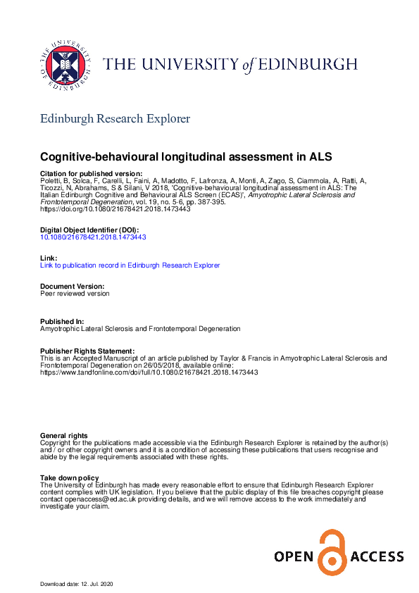 (PDF) Cognitive-behavioral longitudinal assessment in ALS: the Italian ...