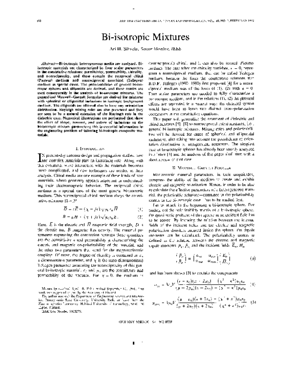 (PDF) Bi-isotropic mixtures | Ari Sihvola - Academia.edu
