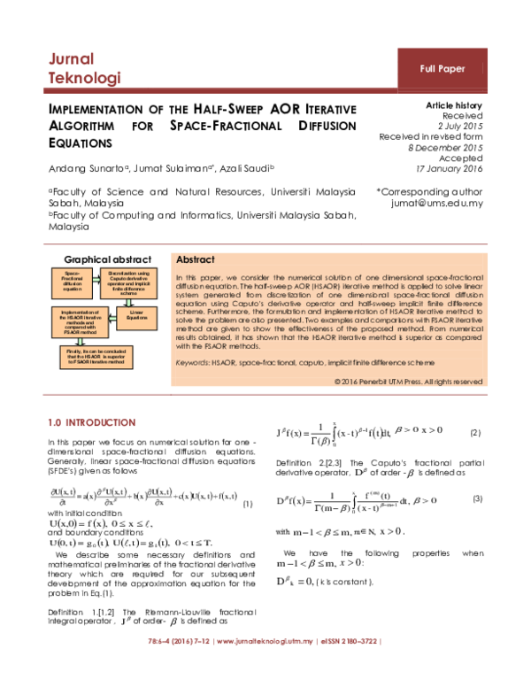 Implementation of the Half-Sweep Aor Iterative Algorithm for Space-Fractional Diffusion Equations