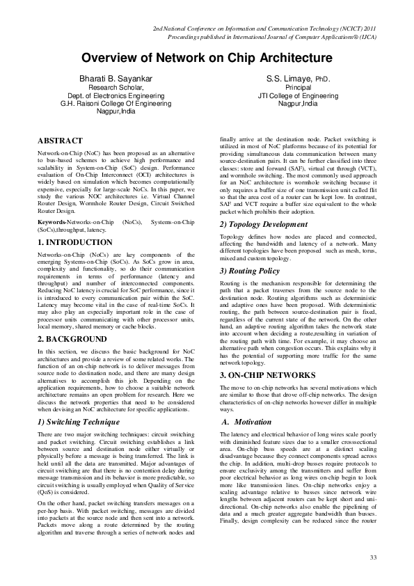(PDF) Overview of Network on Chip Architecture