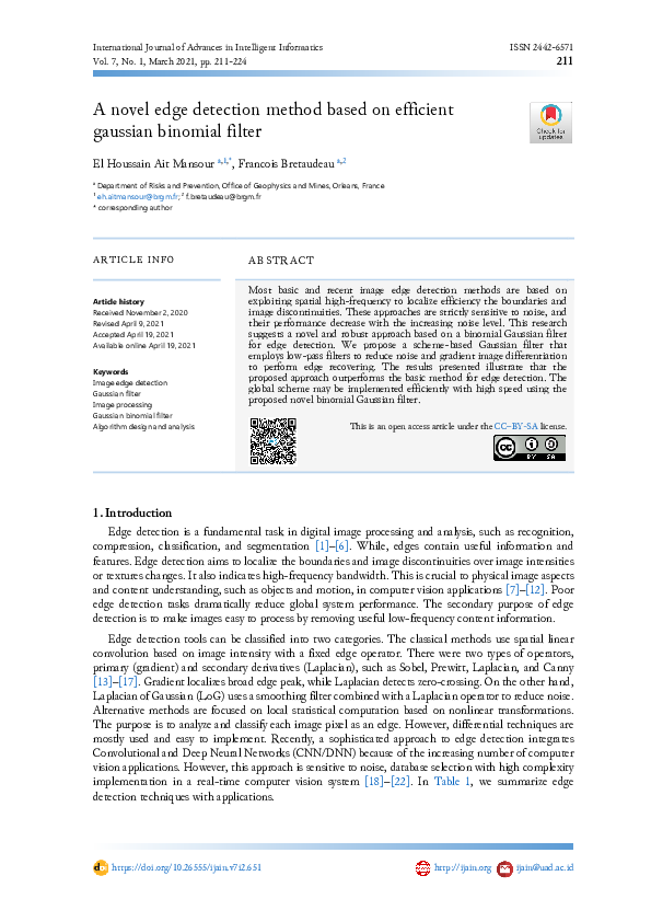 Pdf A Novel Edge Detection Method Based On Efficient Gaussian Binomial Filter 
