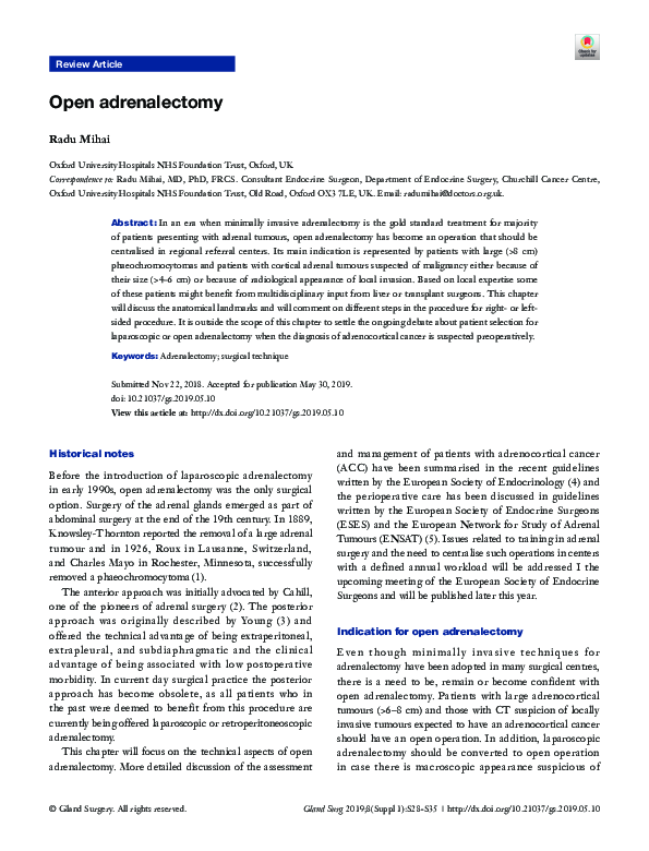 (PDF) Open adrenalectomy