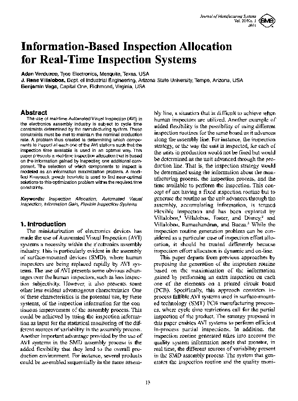 (PDF) Information-based inspection allocation for real-time inspection ...