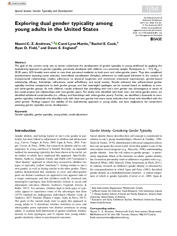 (PDF) Exploring dual gender typicality among young adults in the United ...