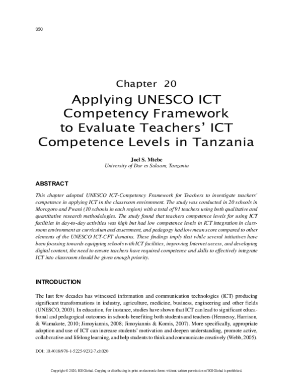 (PDF) Applying UNESCO ICT Competency Framework to Evaluate Teachers ...