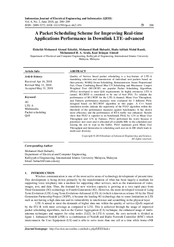 Pdf A Packet Scheduling Scheme For Improving Real Time Applications Performance In Downlink
