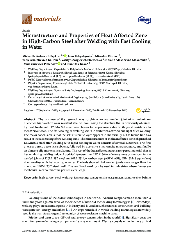 (PDF) Microstructure and Properties of Heat Affected Zone in High ...
