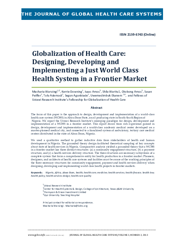 (PDF) Globalization of Health Care: Designing, Developing and ...