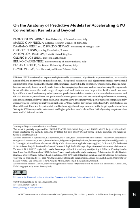 (PDF) On the Anatomy of Predictive Models for Accelerating GPU Convolution Kernels and Beyond