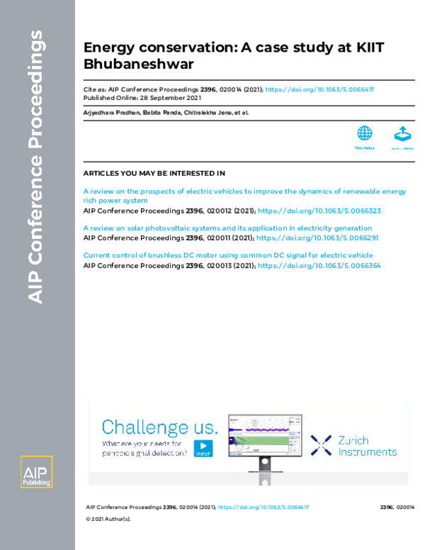 (PDF) Energy conservation: A case study at KIIT Bhubaneshwar