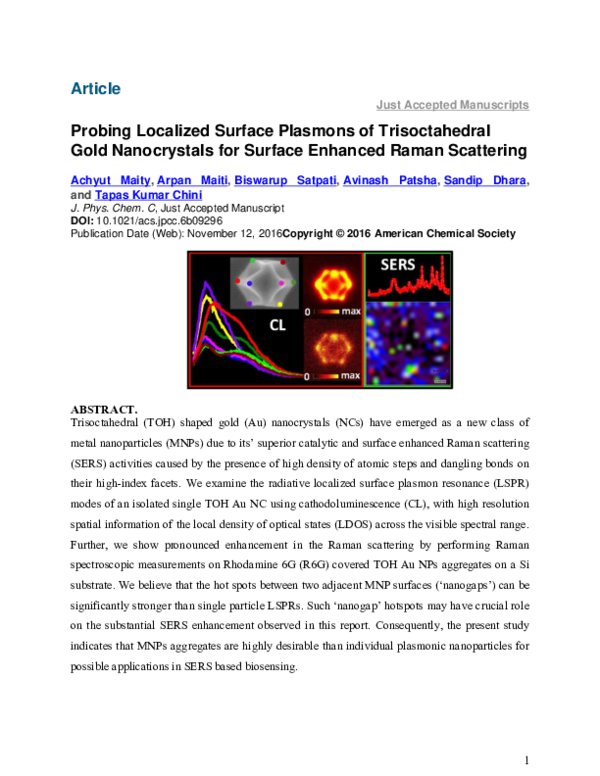 Probing Localized Surface Plasmons of Trisoctahedral Gold Nanocrystals ...