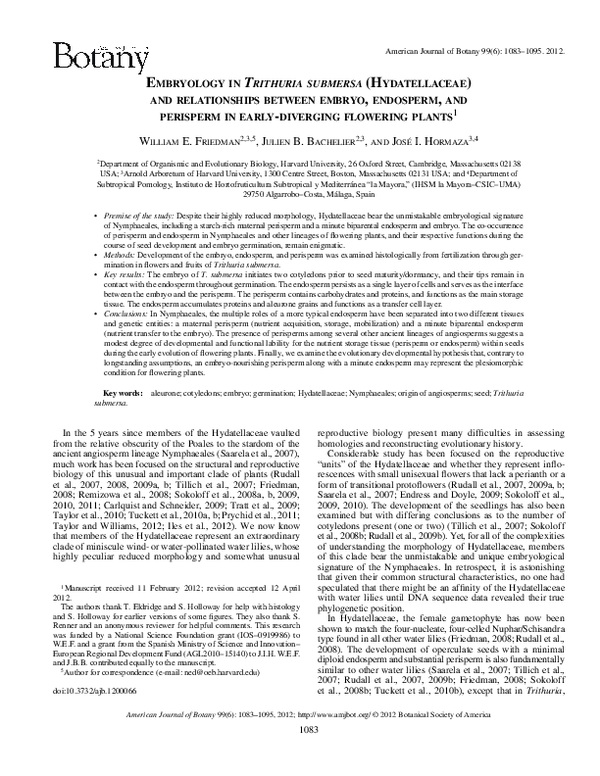 (PDF) Embryology in Trithuria submersa (Hydatellaceae) and ...