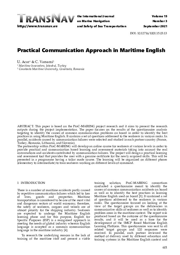 (PDF) Practical Communication Approach in Maritime English