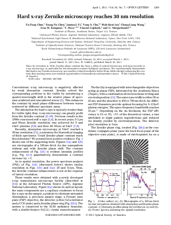 (PDF) Hard x-ray Zernike microscopy reaches 30 nm resolution | G ...