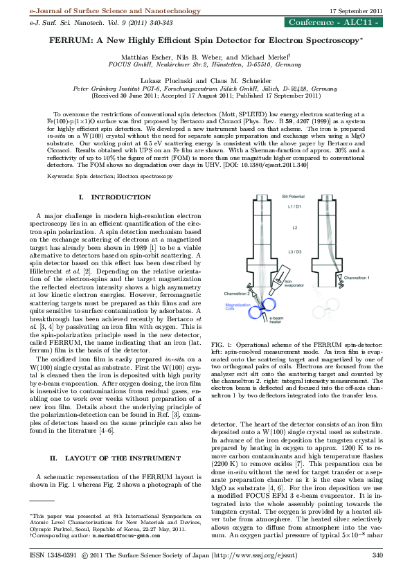 (PDF) FERRUM: A new highly efficient spin detector for electron ...