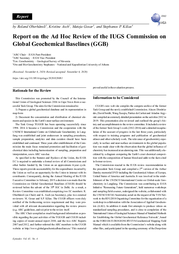 (PDF) Report on the Ad Hoc Review of the IUGS Commission on Global ...