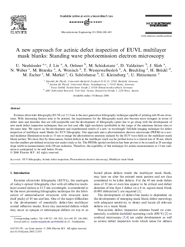 (PDF) Inspection of EUVL mask blank defects and patterned masks using ...