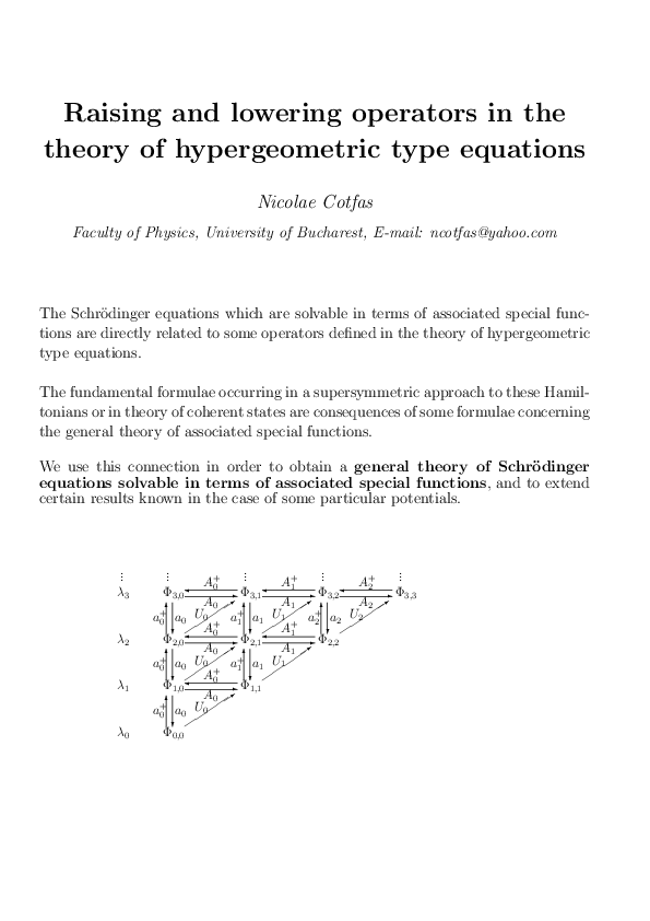 (PDF) Raising and lowering operators in the theory of hypergeometric type equations