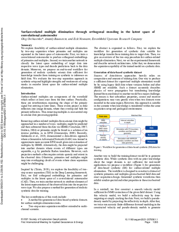 (PDF) Surface-related multiple elimination through orthogonal encoding ...