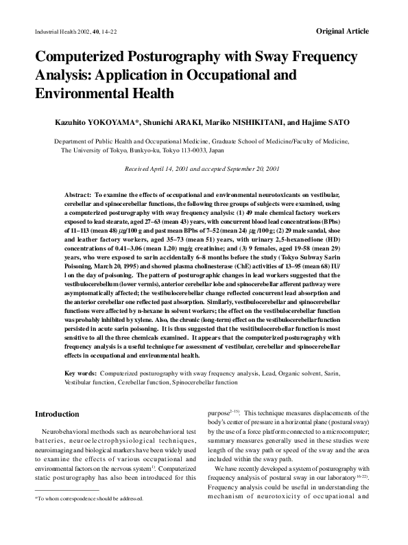 (PDF) Computerized Posturography with Sway Frequency Analysis ...