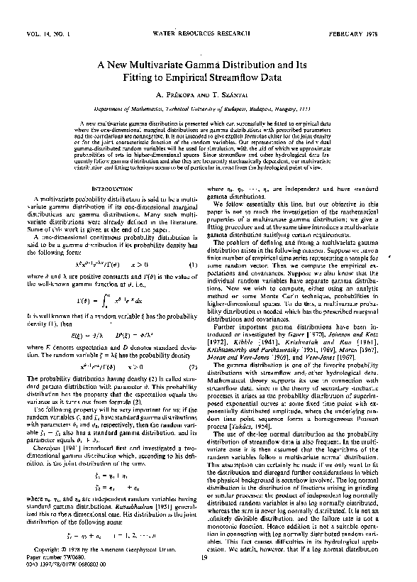 (PDF) A new multivariate gamma distribution and its fitting to empirical streamflow data