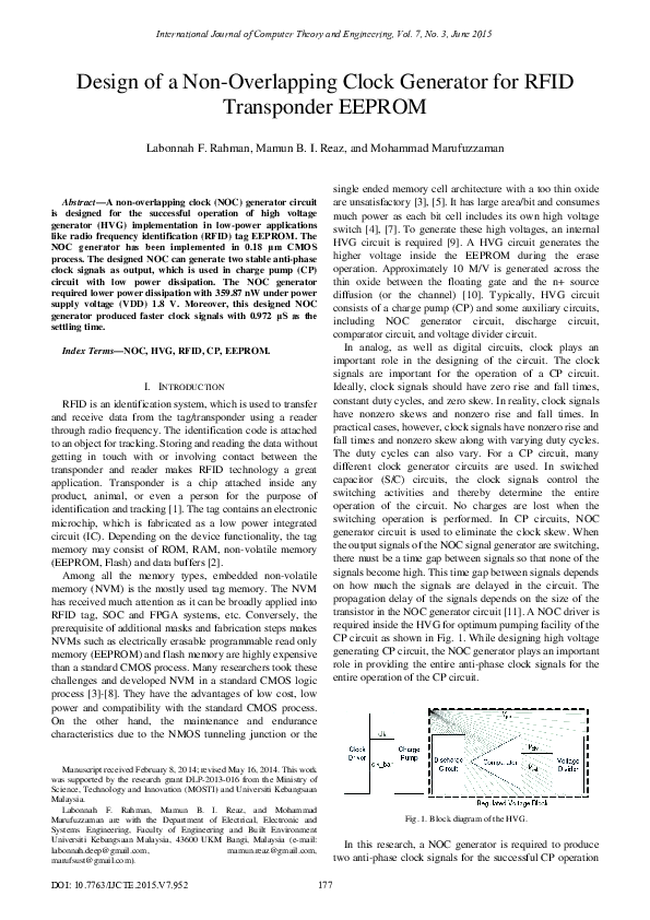 (PDF) Design of a Non-Overlapping Clock Generator for RFID Transponder ...