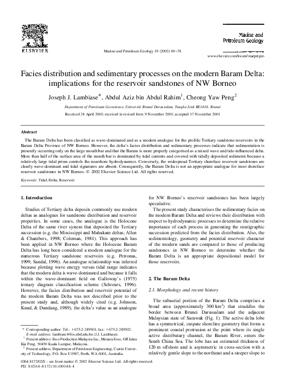 (PDF) Facies distribution and sedimentary processes on the modern Baram ...