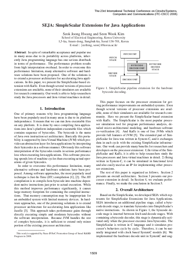 (PDF) SEJA: SimpleScalar Extensions for Java Applications