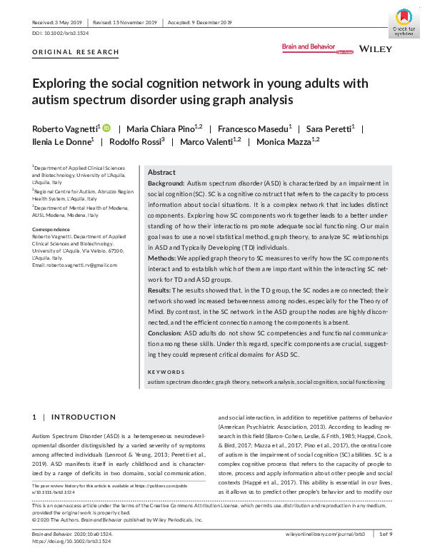 (PDF) Exploring the social cognition network in young adults with ...