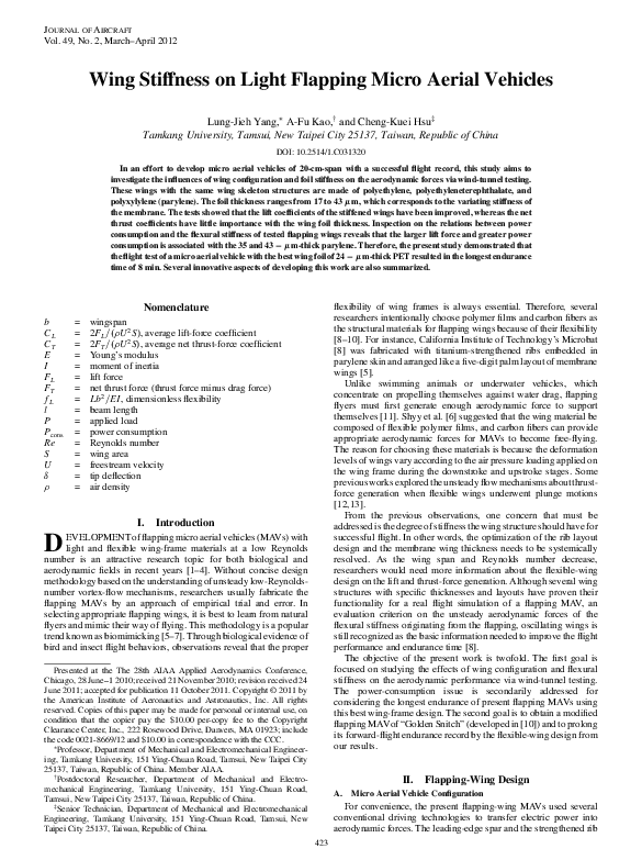 (PDF) Wing Stiffness on Light Flapping Micro Aerial Vehicles