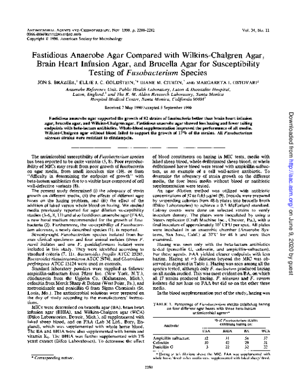 (PDF) Fastidious anaerobe agar compared with Wilkins-Chalgren agar ...