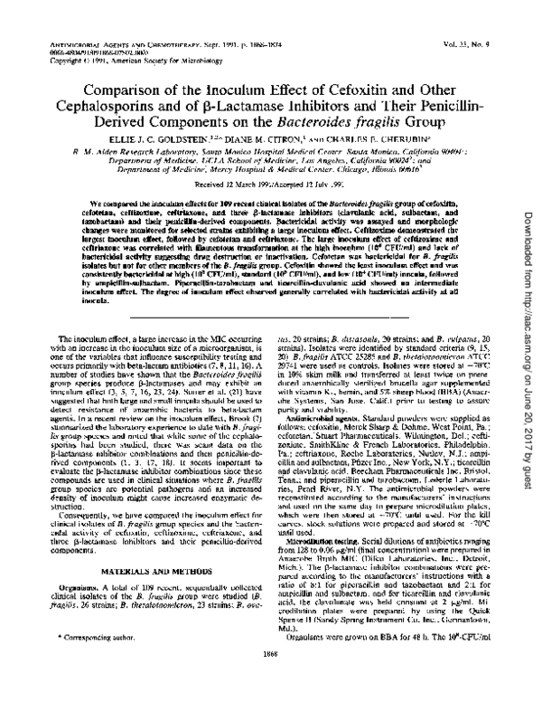 (PDF) Comparison of the inoculum effect of cefoxitin and other ...