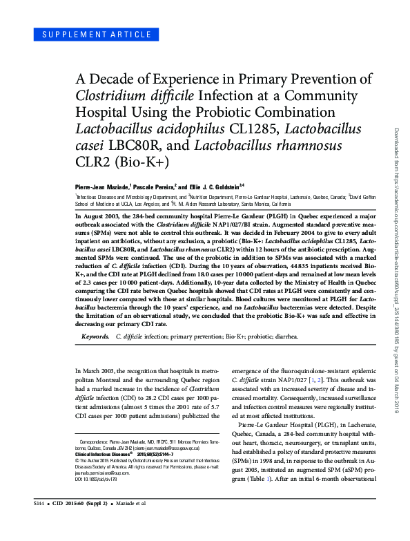 (PDF) Lactobacillus acidophilus modulates the virulence of Clostridium ...