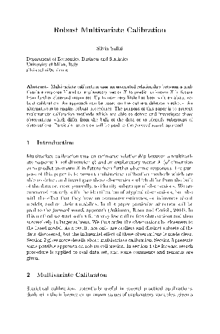 (PDF) Robust Multivariate Calibration