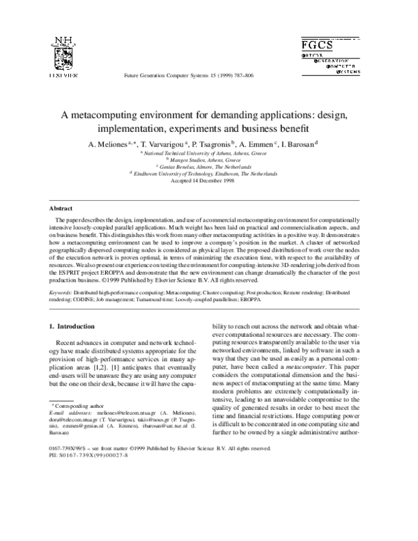 (PDF) A metacomputing environment for demanding applications: design, implementation ...
